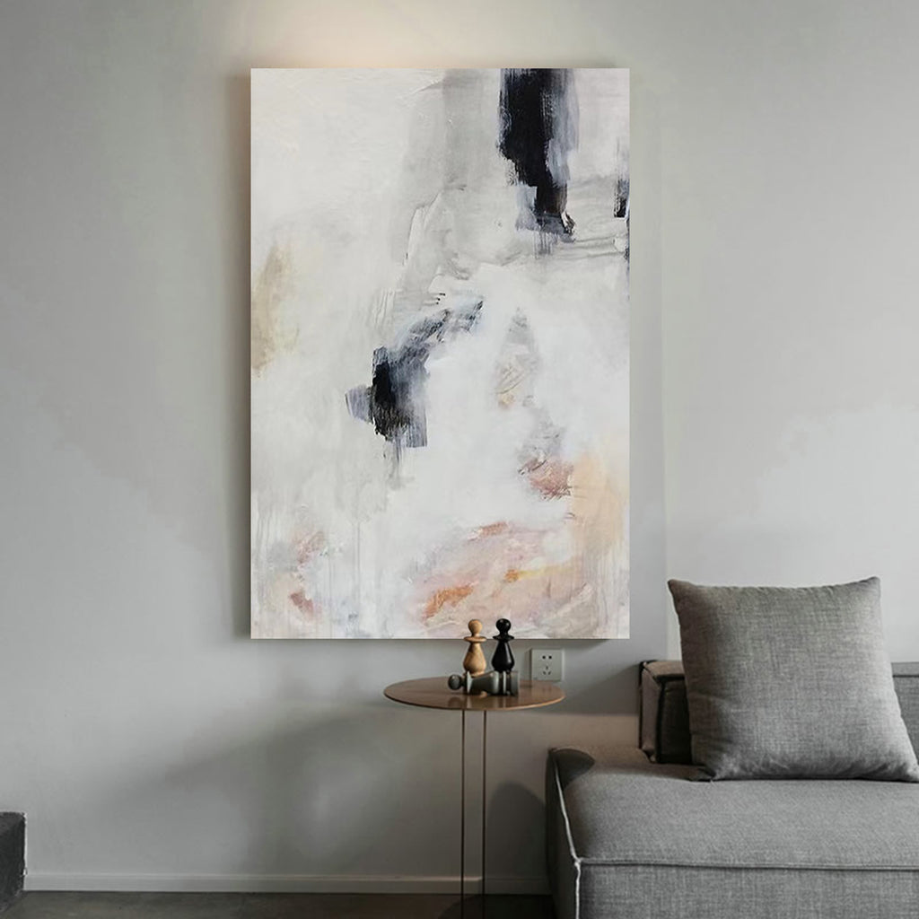 Large Grey Abstract Painting Modern Abstract Canvas Wall Art Grey ...