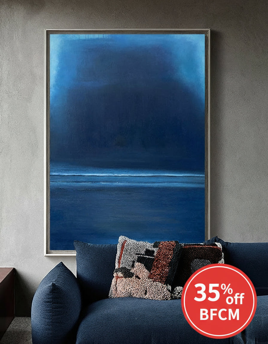 Large Blue Abstract Canvas Wall Art Oil Painting On Canvas Modern Art ...