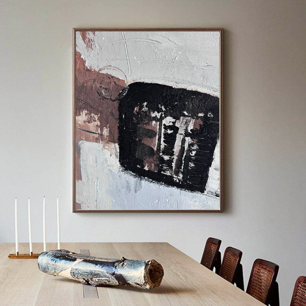 Large Grey Abstract Acrylic Painting Grey Black Abstract Canvas Wall ...