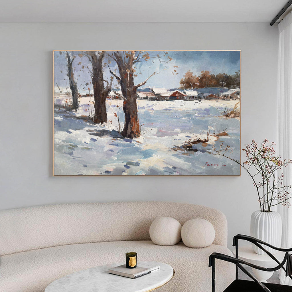 Winter Canvas Wall Art Snowscape Paintings, Snow covered pine trees ...