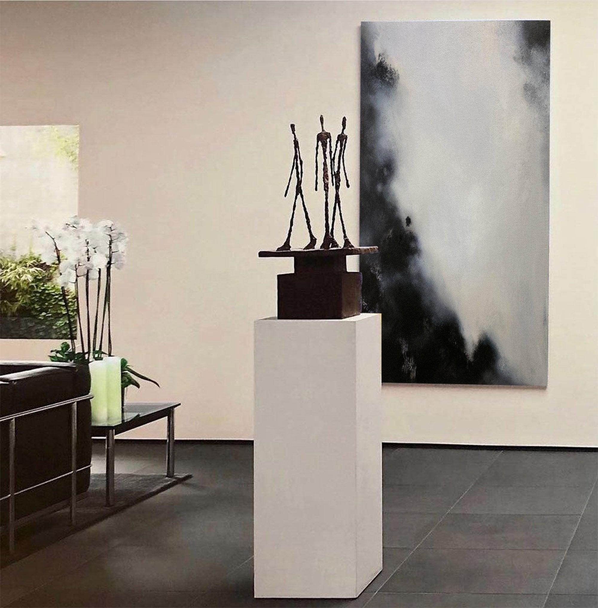 Modern Black And Grey Abstract Wall Art Large Acrylic Painting Abstract ...