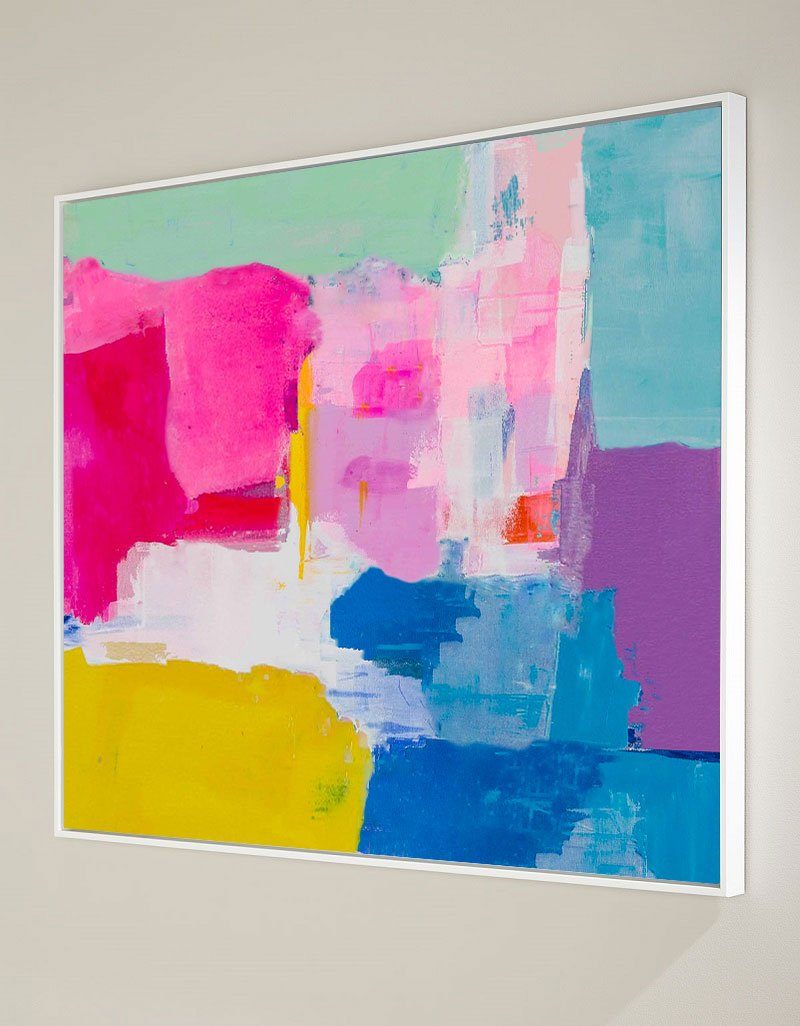 Color Abstract Art,Large Colorful Abstract Painting,Pink Blue Yeiilow