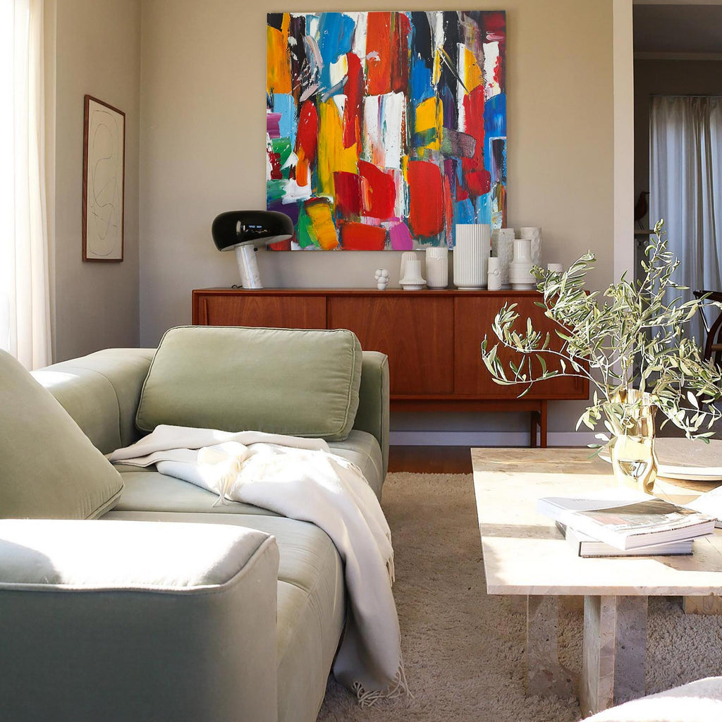 Original Colorful Abstract Art Extra Large Abstract Painting Squares ...