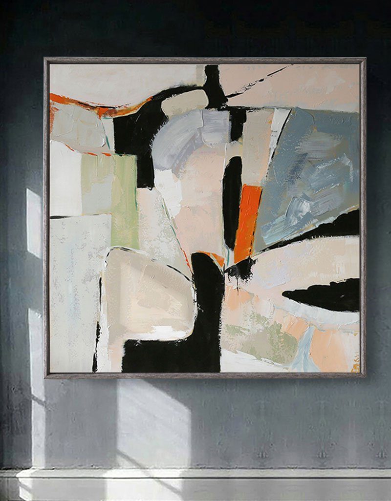 Geometry Abstract Art,Large Square Abstract Geometry Painting Large ...